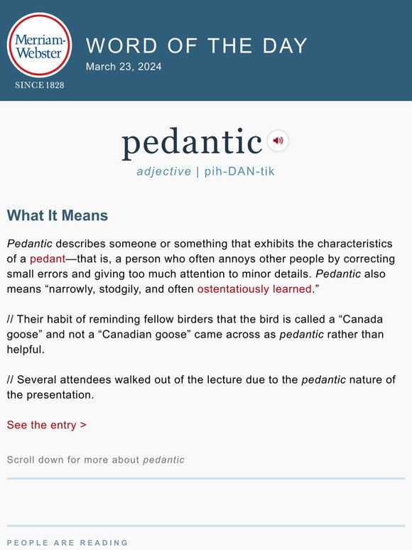 Merriam-Webster: Pedantic - plus, Top Banana, Kingpin, and Other ...