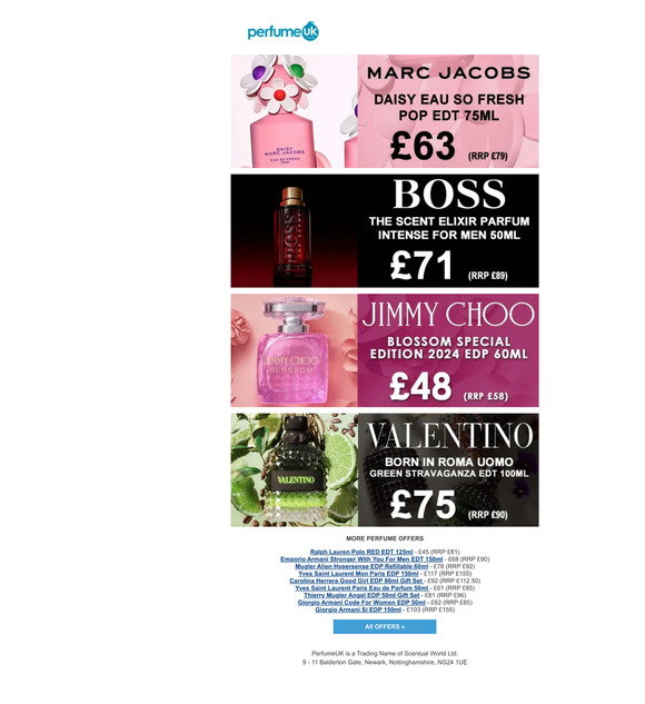 Perfume UK: New Perfume Offers on Marc Jacobs, Boss, Valentino. | Milled