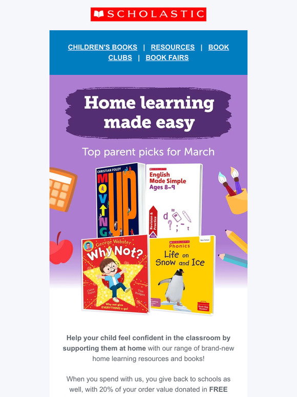 Scholastic: Resources to help support your child at home! 📚 | Milled