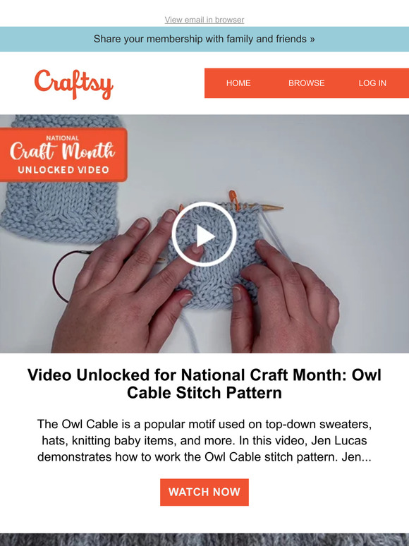 Craftsy: Owl Cable Stitch Pattern | Milled