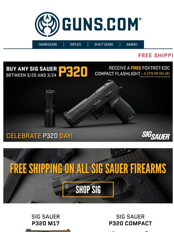 Guns.com: Last Day To Celebrate Sig Sauer P320 Day! | Milled