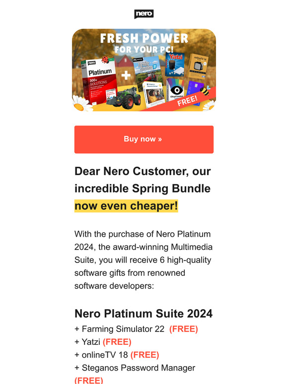 Nero: ⏰ SAVE 80%: Nero Spring Bundle incl. Farming Simulator | Milled
