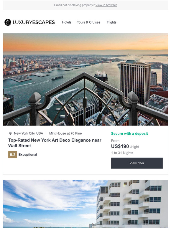 Luxury Escapes: New York Art Deco Elegance | Oceanfront Miami Beach ...