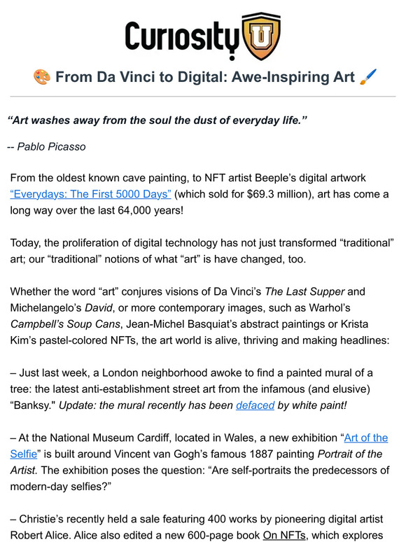 One Day University: From Da Vinci to Digital: Awe-Inspiring Art | Milled