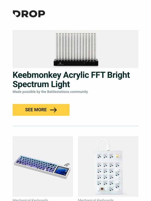 Drop: Keebmonkey Acrylic FFT Bright Spectrum Light, DOIO KB67-01 ...