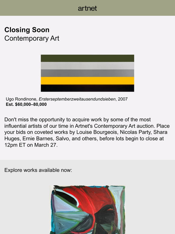 Artnet: Last Chance to Bid on Contemporary Art | Milled
