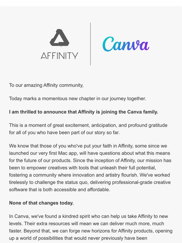 Serif: An exciting announcement from our CEO Ashley Hewson | Milled