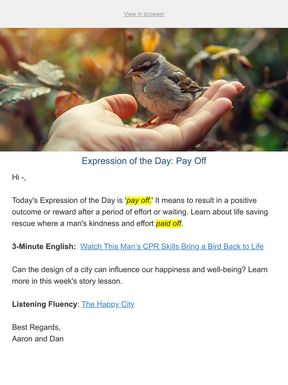 Deep English: 3-Min English: Watch This Man’s CPR Skills Bring a Bird ...