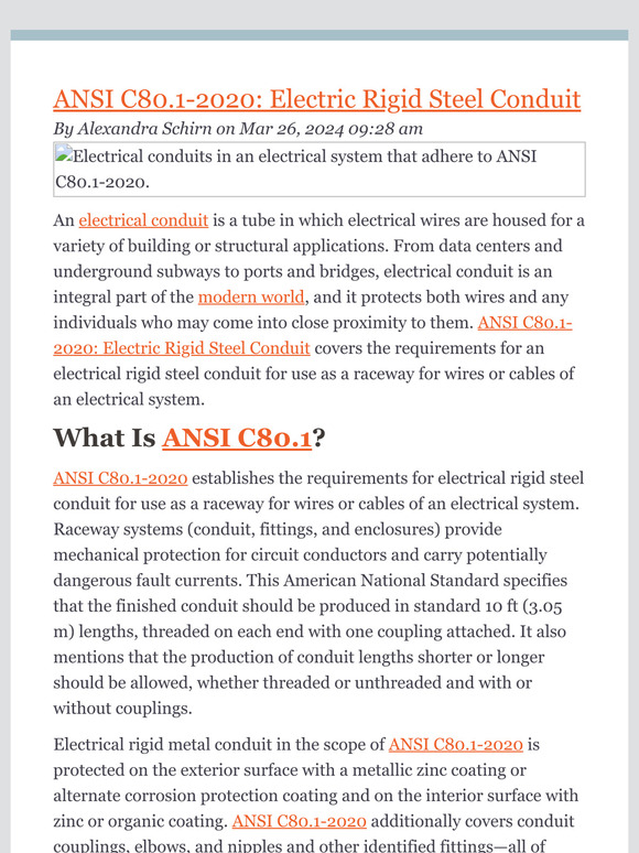 ANSI: New from the ANSI Blog: ANSI C80.1-2020: Electric Rigid Steel ...