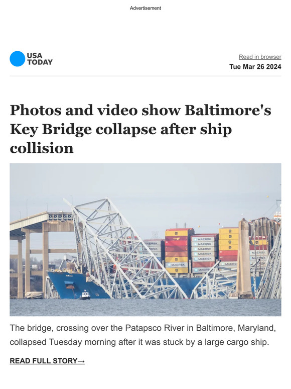 USA TODAY: Top Stories: Baltimore bridge disaster: Video and photos ...