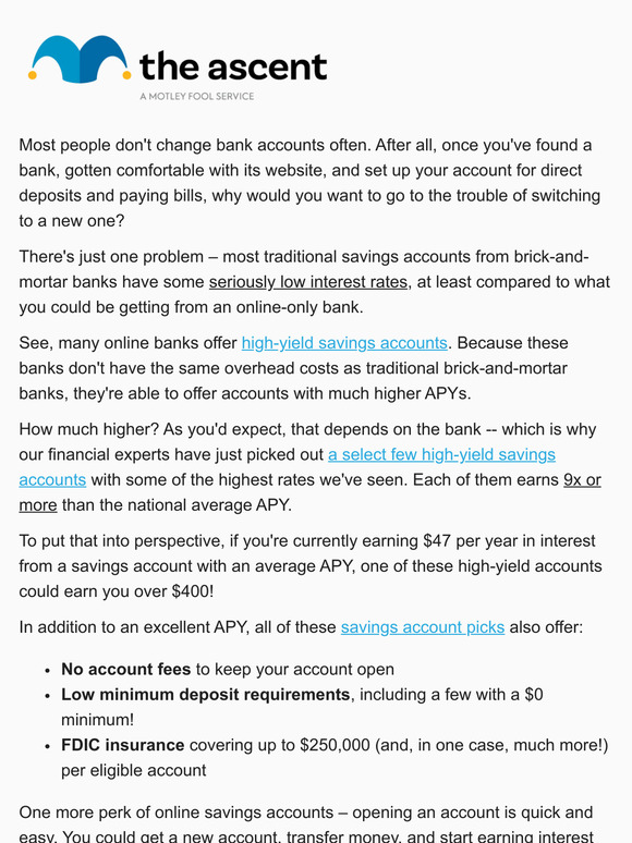 The Motley Fool Stop Settling For Any Old Savings Account Earn At