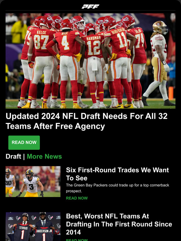 Pro Football Focus: Updated 2024 NFL Draft Needs, Free Agency Grades ...