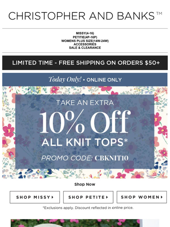 Christopher & Banks: Move Quick! Today and Today Only | Milled