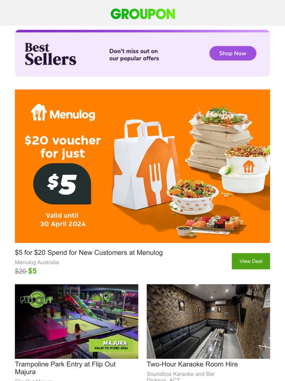 Groupon: 🍲 Up to 75% off food order at Menulog! | Milled