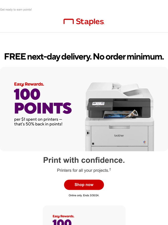 Staples: You're getting 100 points for every $1 spent on printers. | Milled