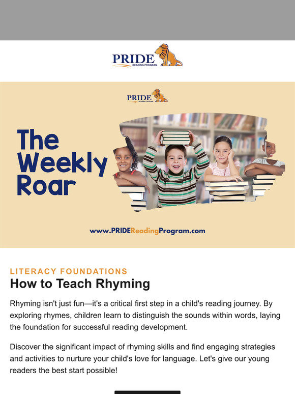 PRIDE Reading Program: The Weekly Roar 🦁 How To Teach Rhyming | Milled