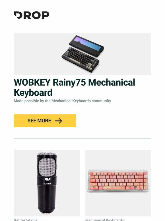 Drop: WOBKEY Rainy75 Mechanical Keyboard, CAD Audio PM1200 PodMaster ...