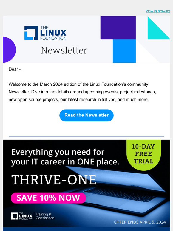 The Linux Foundation: 🍀 Linux Foundation :: March 2024 Newsletter 🍀 | Milled