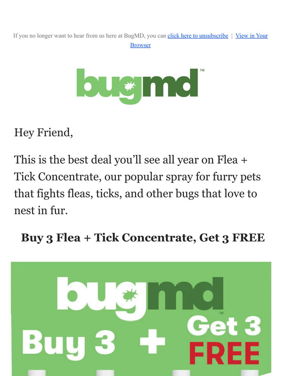 Bug MD: Get 3 Flea + Tick Concentrate FREE | Milled