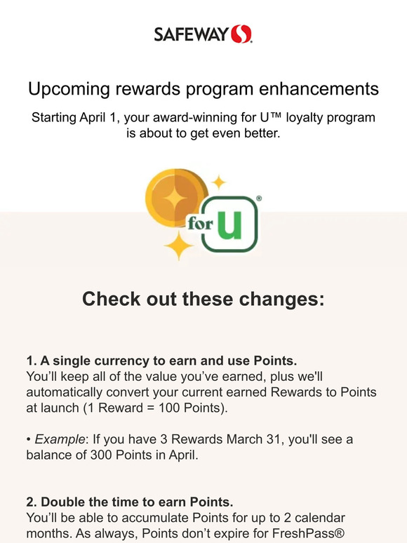 Safeway: Upcoming changes to our rewards program | Milled