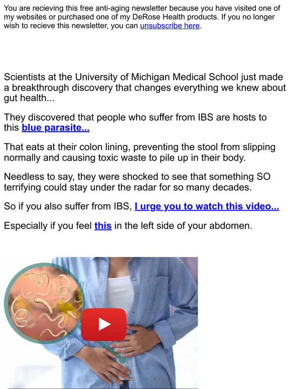 DeRose Health: Blue Parasite Found In the Colon Of IBS Sufferers (1 ...