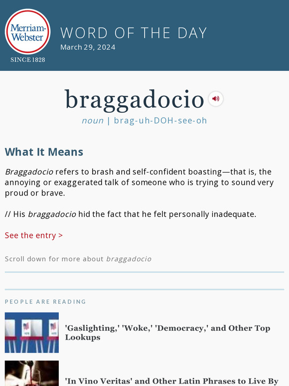 Merriam-Webster: Braggadocio - plus, 'Gaslighting,' 'Woke,' 'Democracy ...