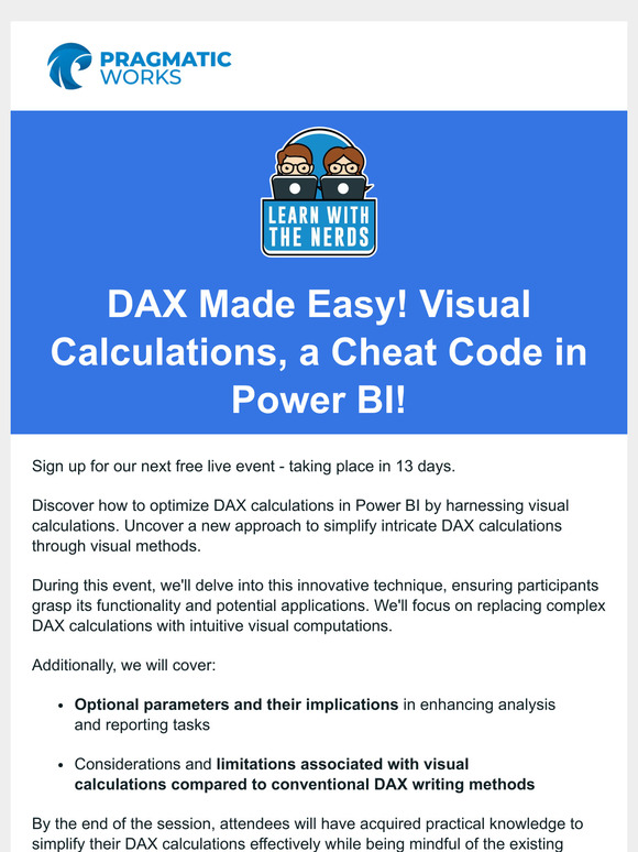 Pragmatic Works: FREE EVENT: How to Use Visual Calculations to ...