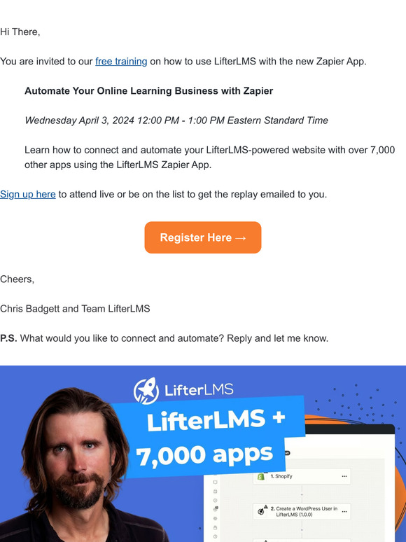 LifterLMS: Free Training: Connect Your LMS to 7,000 other apps... | Milled