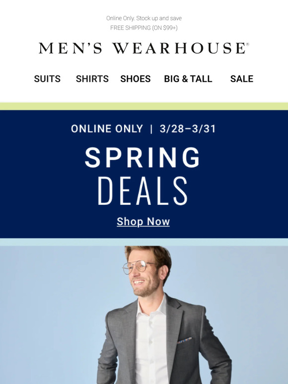 Men's Wearhouse: Spring Steals! Dress Shirts $29.99, Clearance Suits ...