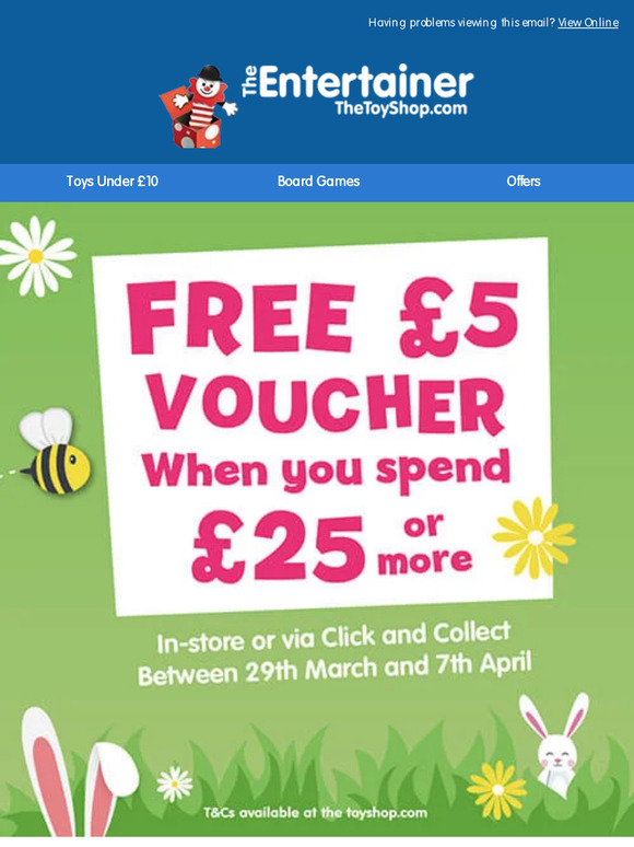 The Entertainer: FREE £5 Voucher When You Spend £25 🐣 | Milled