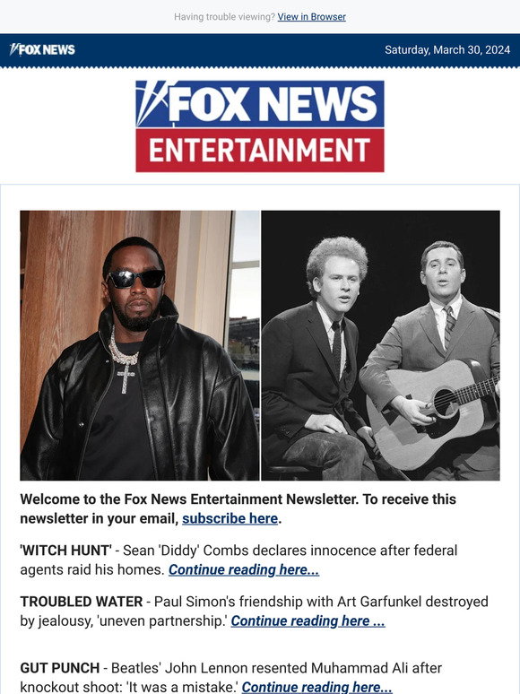 Fox News: Sean 'Diddy' Combs declares his innocence amid raids, Simon ...
