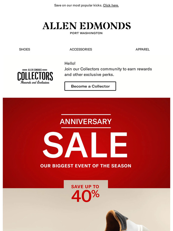 Allen Edmonds Email Newsletters: Shop Sales, Discounts, and Coupon Codes