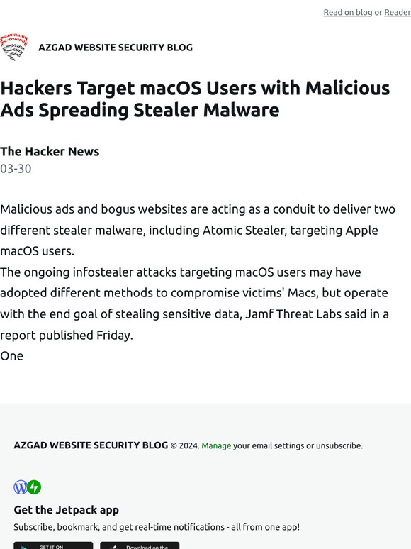 AZGAD Security: Hackers Target macOS Users with Malicious Ads Spreading Stealer Malware | Milled