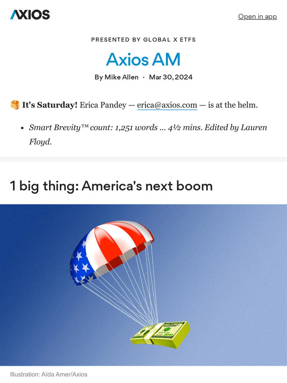 Axios: 🚀 Axios AM: America's next boom | Milled