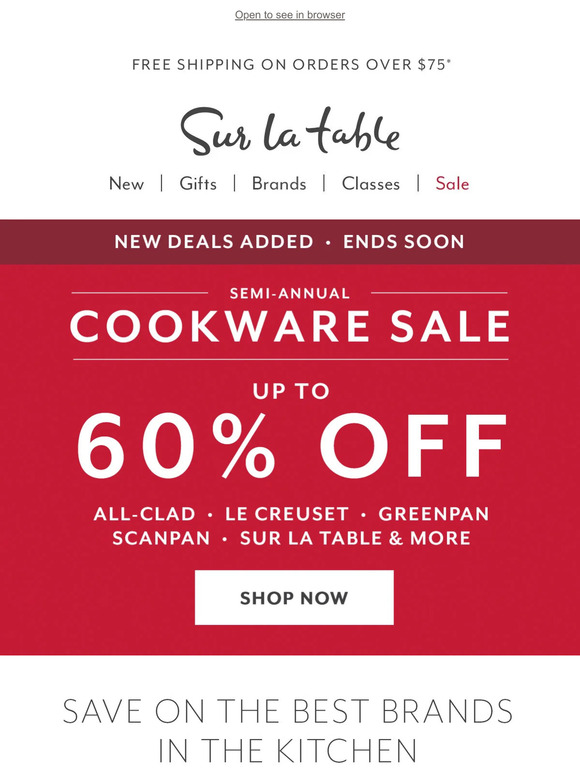 Sur la Table Email Newsletters: Shop Sales, Discounts, and Coupon Codes