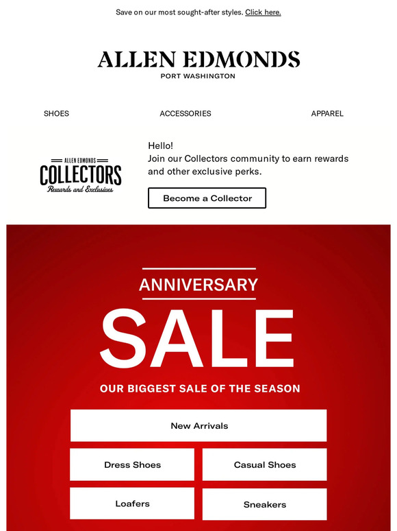 Allen Edmonds Email Newsletters: Shop Sales, Discounts, and Coupon Codes
