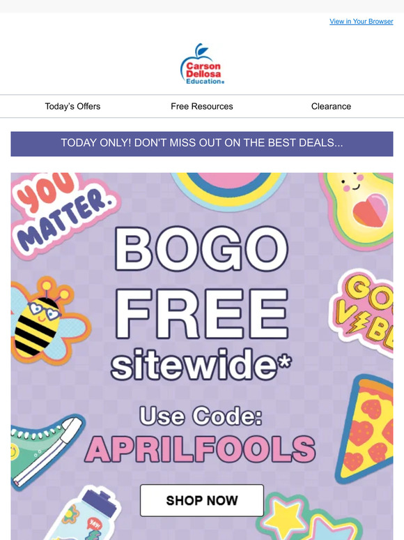 Carson-Dellosa Education: Ends Midnight! BOGO FREE Flash Sale | Milled