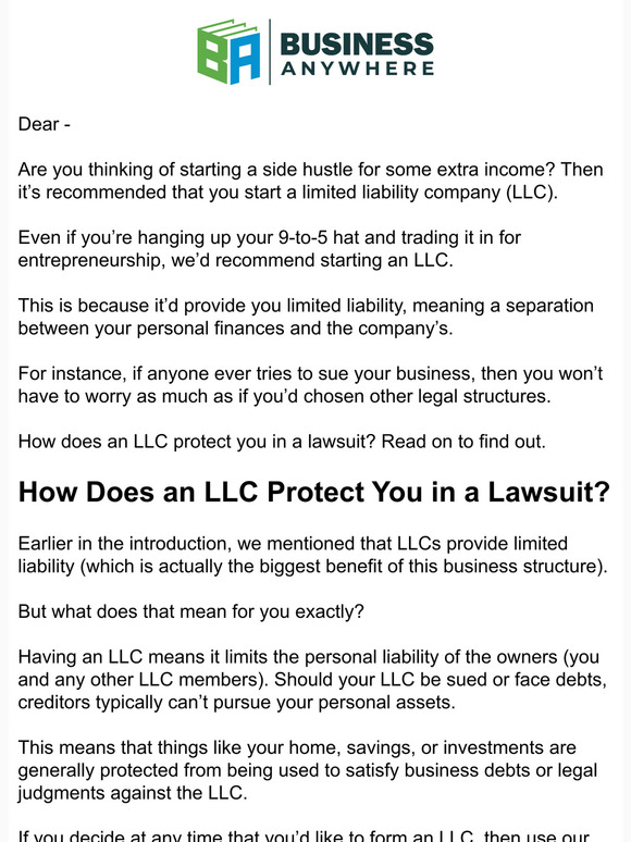 BusinessAnywhere: How Does an LLC Protect You in a Lawsuit? | Milled