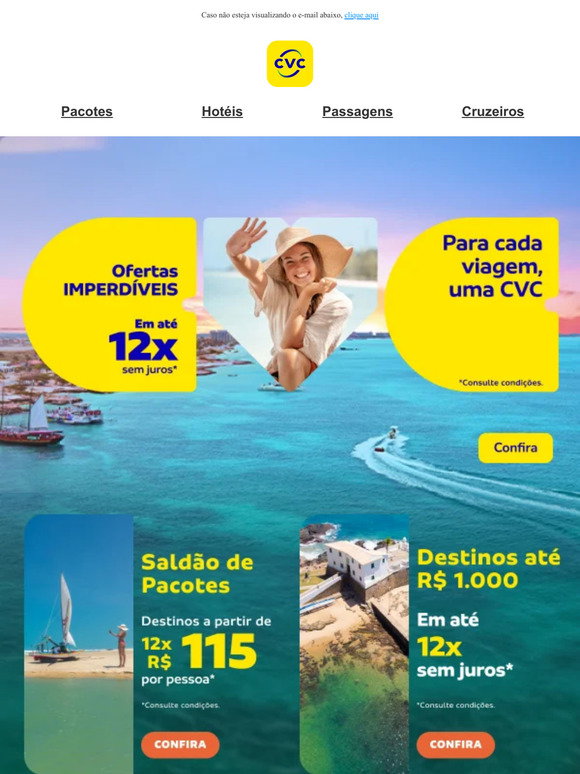 CVC: Sua viagem dos sonhos em até 12x sem juros 😎 APROVEITE! | Milled