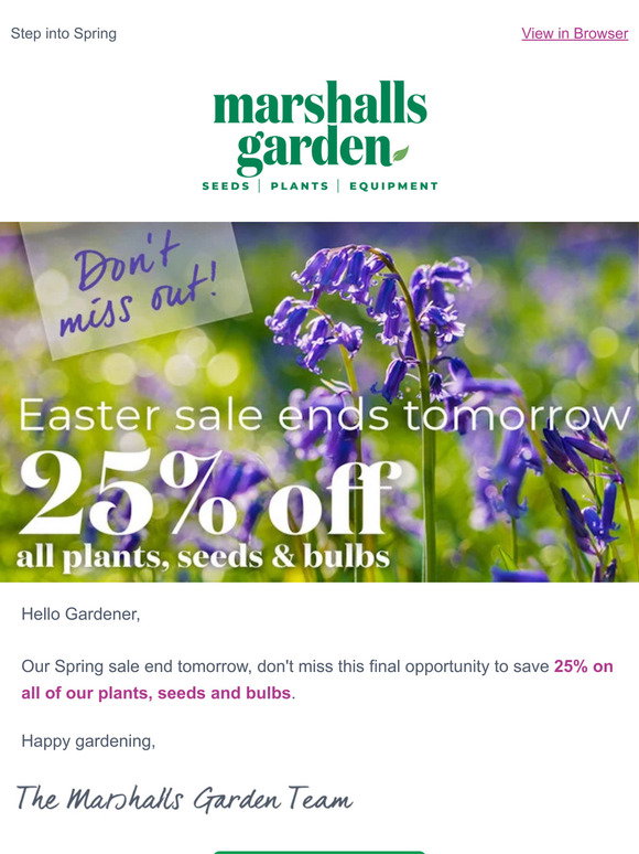 Marshalls Seeds: 48 Hours Left: 25% off all plants, seeds and bulbs ...