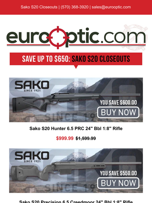EuroOptic: SAVE UP TO $650: Sako S20 Closeout Rifles! | Milled