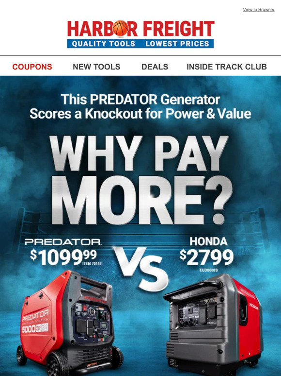 Harbor Freight: PREDATOR Generators – Get More Power and Even More ...
