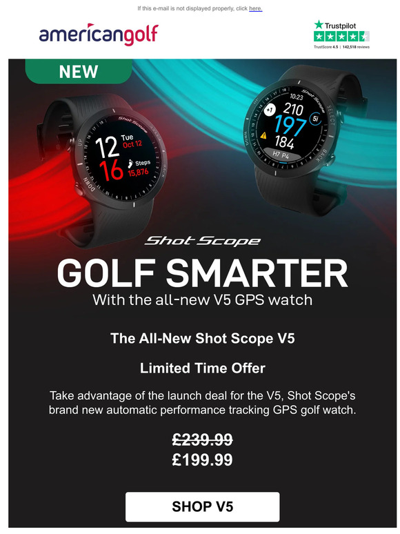 American Golf: Introducing the NEW Shot Scope V5 watch | Milled