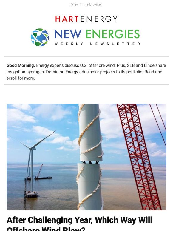 Hart Energy: New Energies: Changing Tide for Offshore Wind?; SLB ...