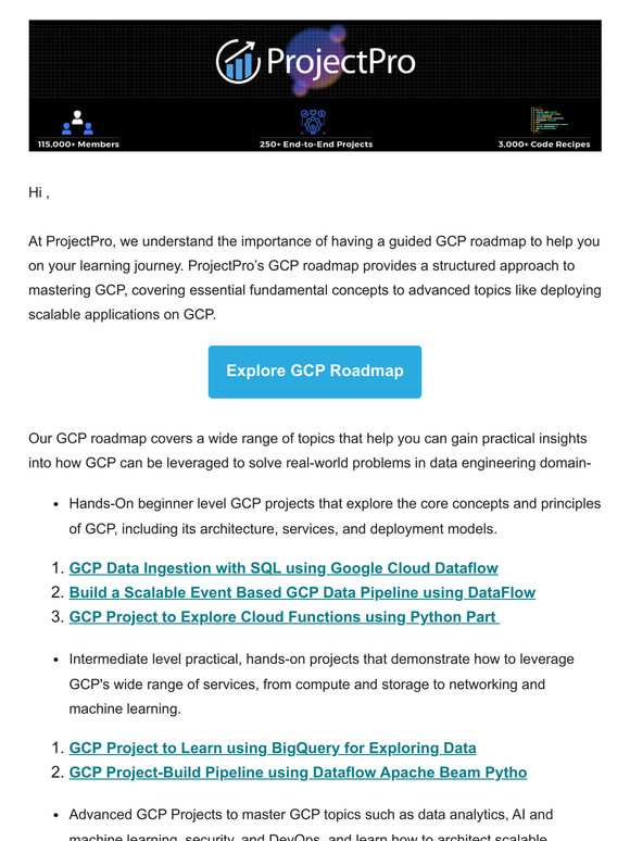 ProjectPro: ProjectPro’s GCP Learning Roadmap for Data Engineers | Milled