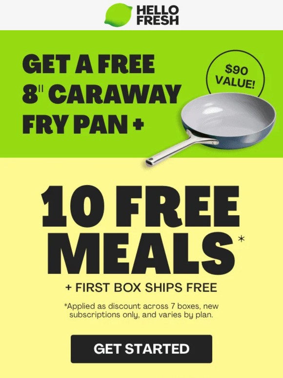 HelloFresh: Get a FREE 8” Caraway Fry Pan + 10 FREE Meals | Milled