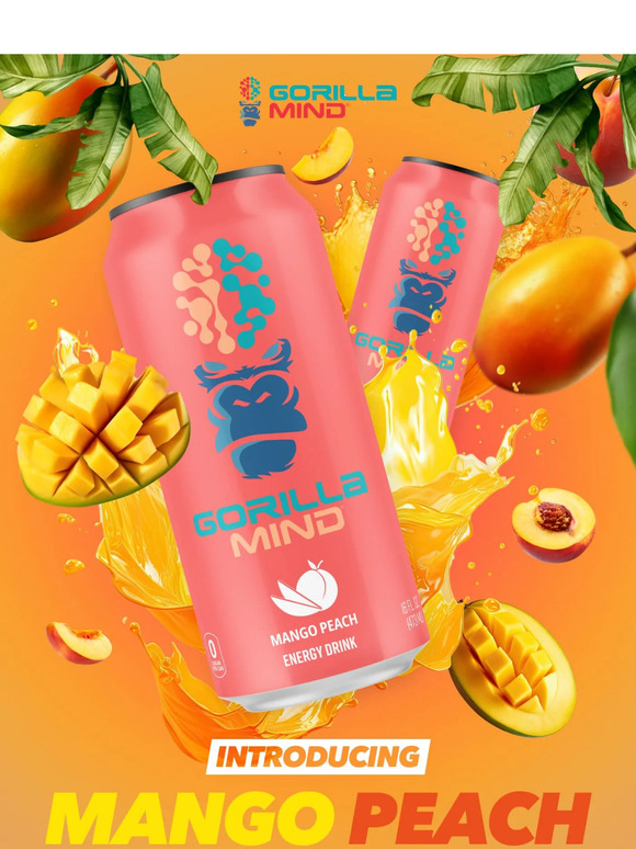 Gorilla Mind: Introducing Mango Peach Energy Drink | Milled