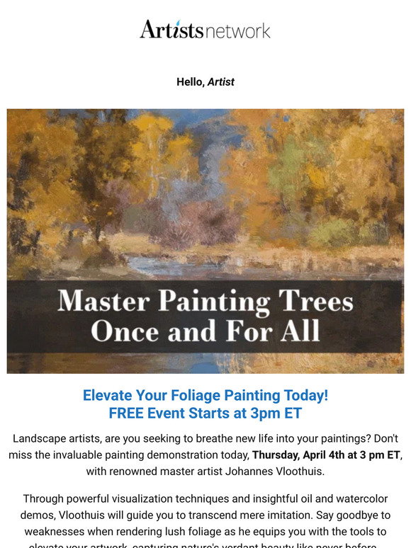 artistsnetwork.tv: FREE Event with Johannes is Today! 🎉 | Milled