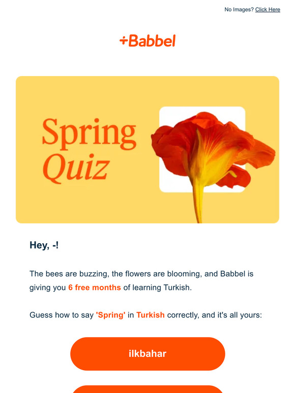 Babbel: Play our Spring quiz and get 6 free months of Turkish 🌷 | Milled