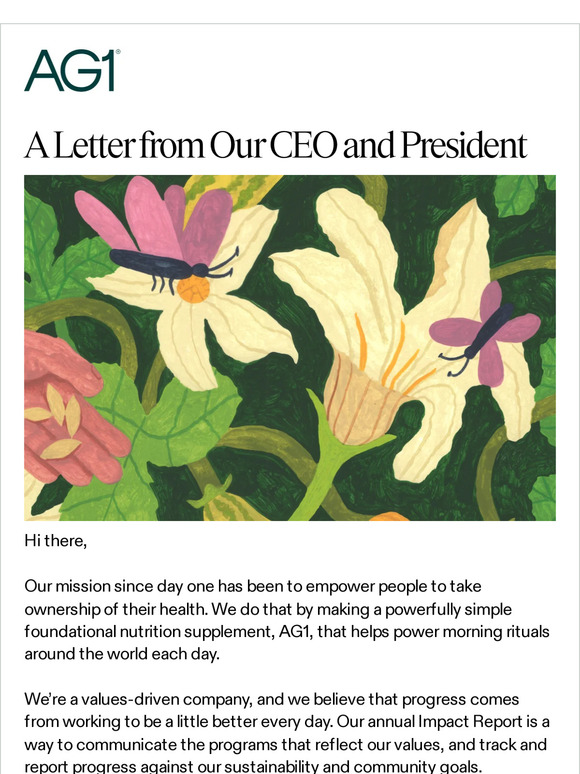 Athletic Greens: A letter from the AG1 CEO and President | Milled